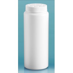 6 oz White HDPE Powder Style Bottles w/ White Twist Top Sifter Caps ...
